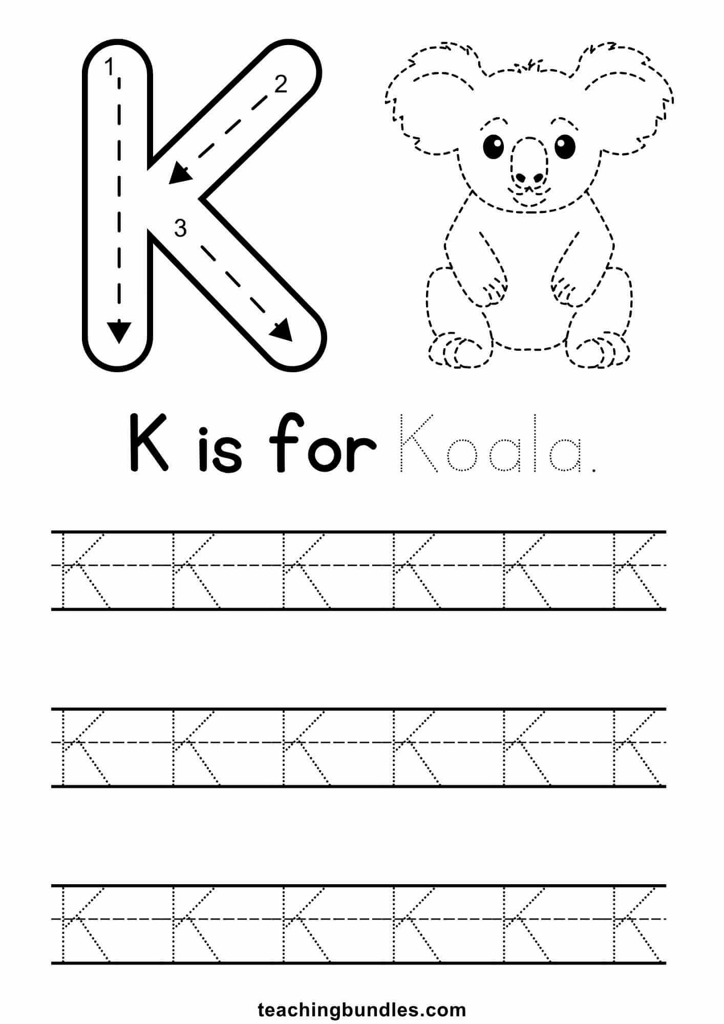 Letter K Tracing Worksheets - Teachingbundles