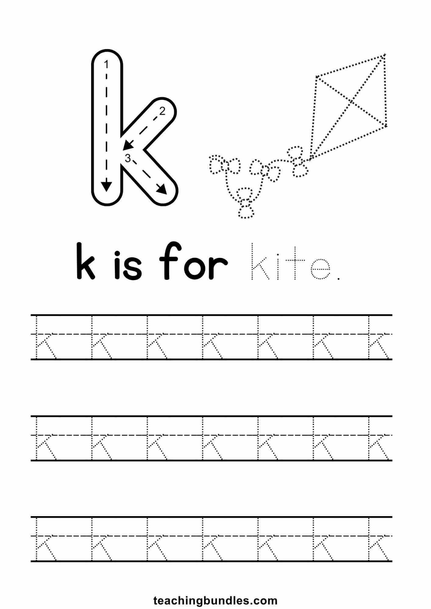 Letter K Tracing Worksheets - Teachingbundles