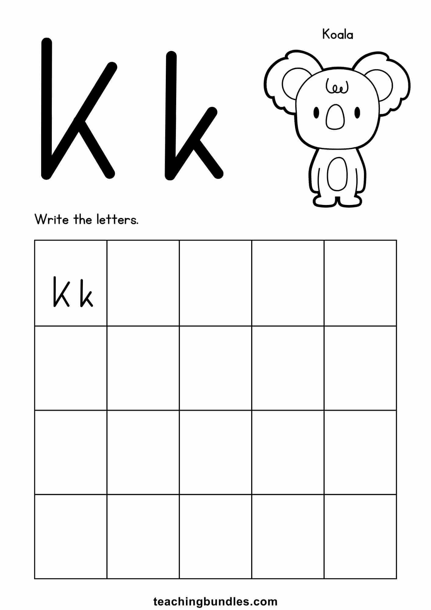 Letter K Tracing Worksheets - Teachingbundles