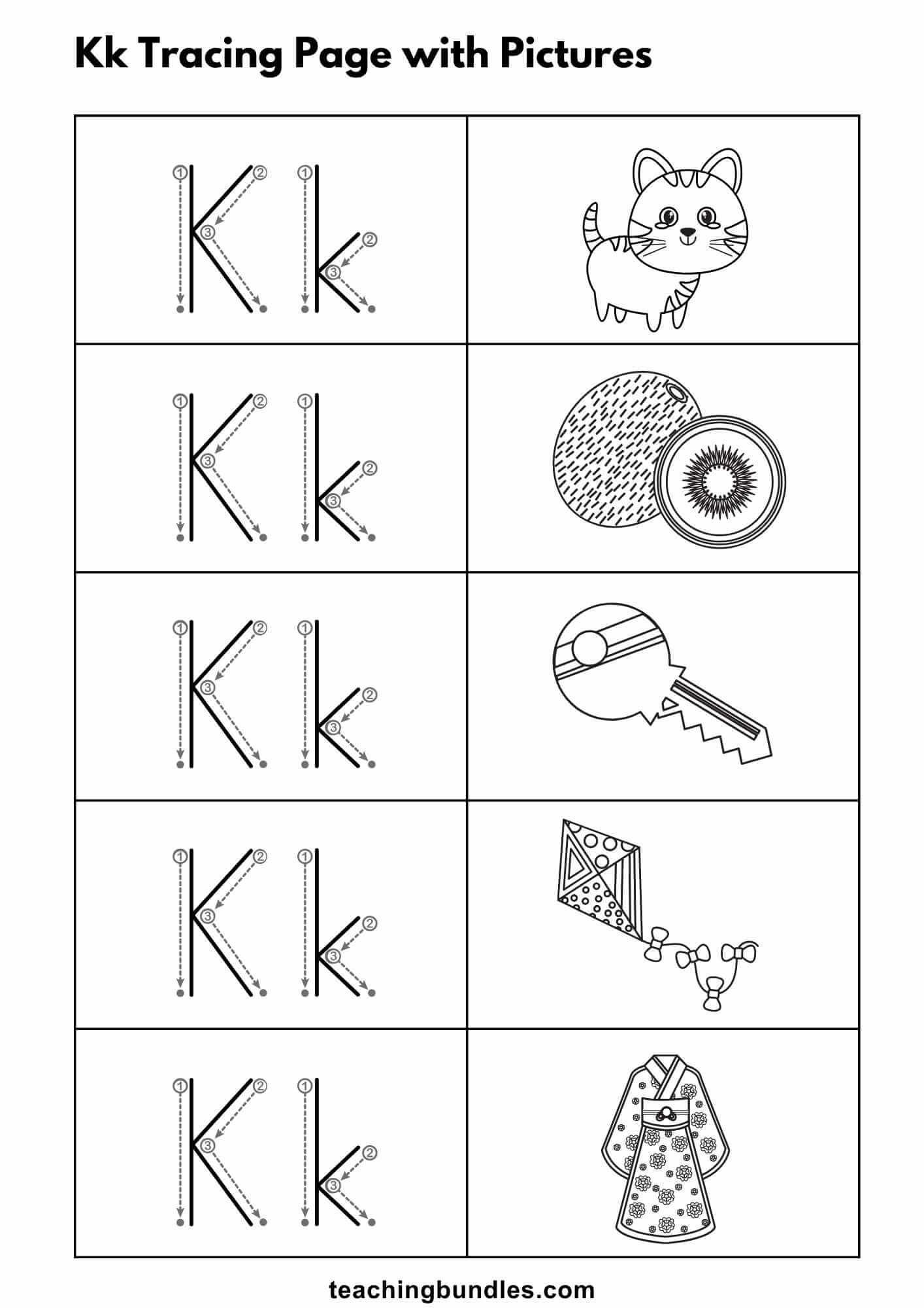 Letter K Tracing Worksheets - Teachingbundles