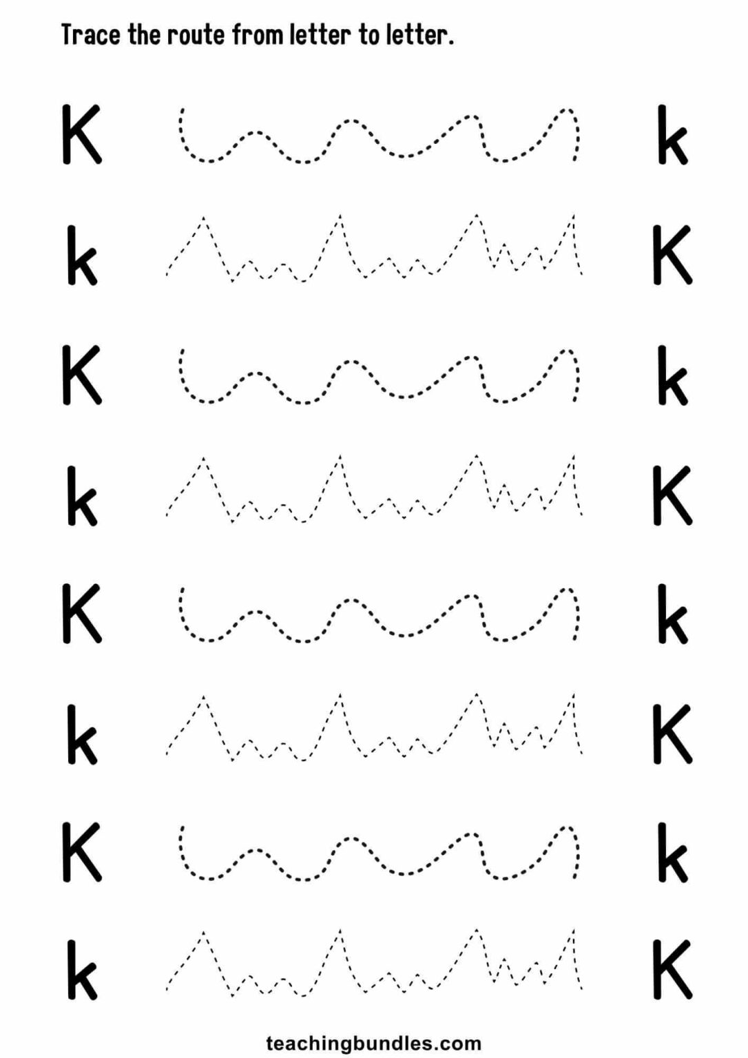 Letter K Tracing Worksheets - Teachingbundles