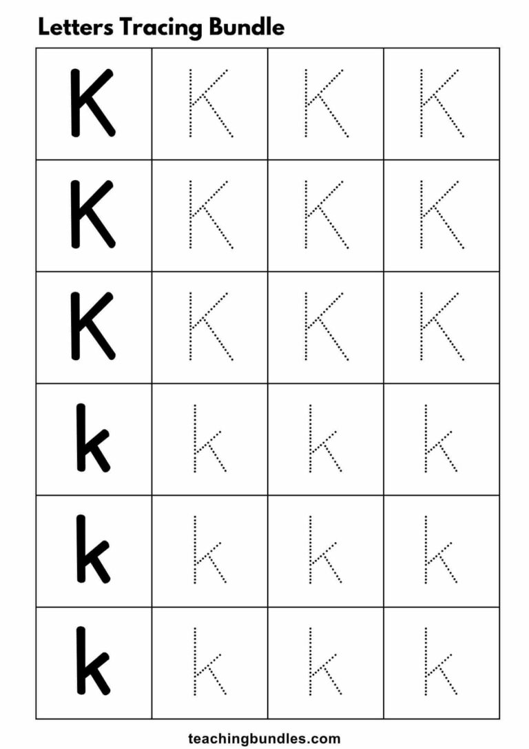 Letter K Tracing Worksheets - Teachingbundles