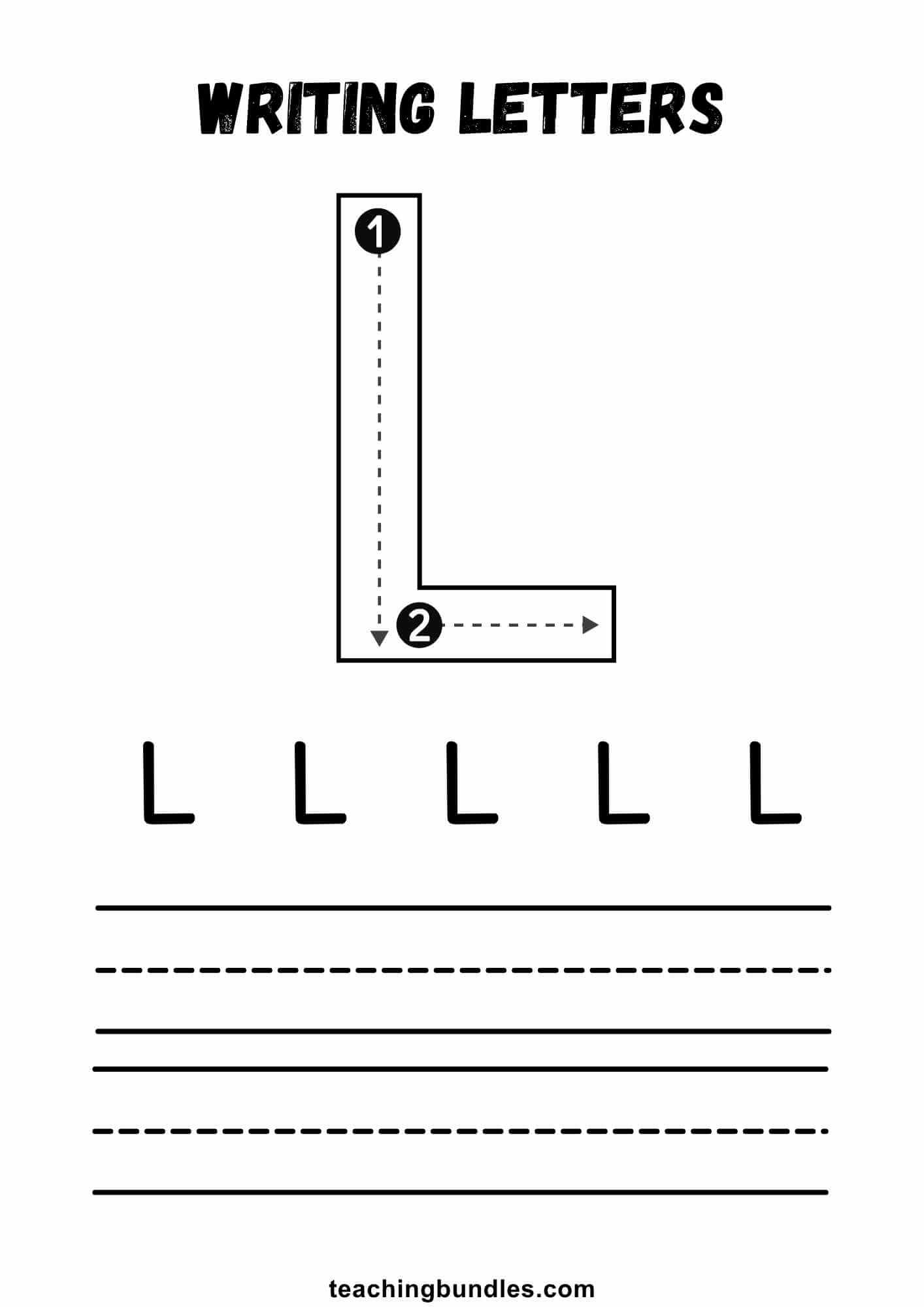 Letter L Tracing Worksheets - Teachingbundles