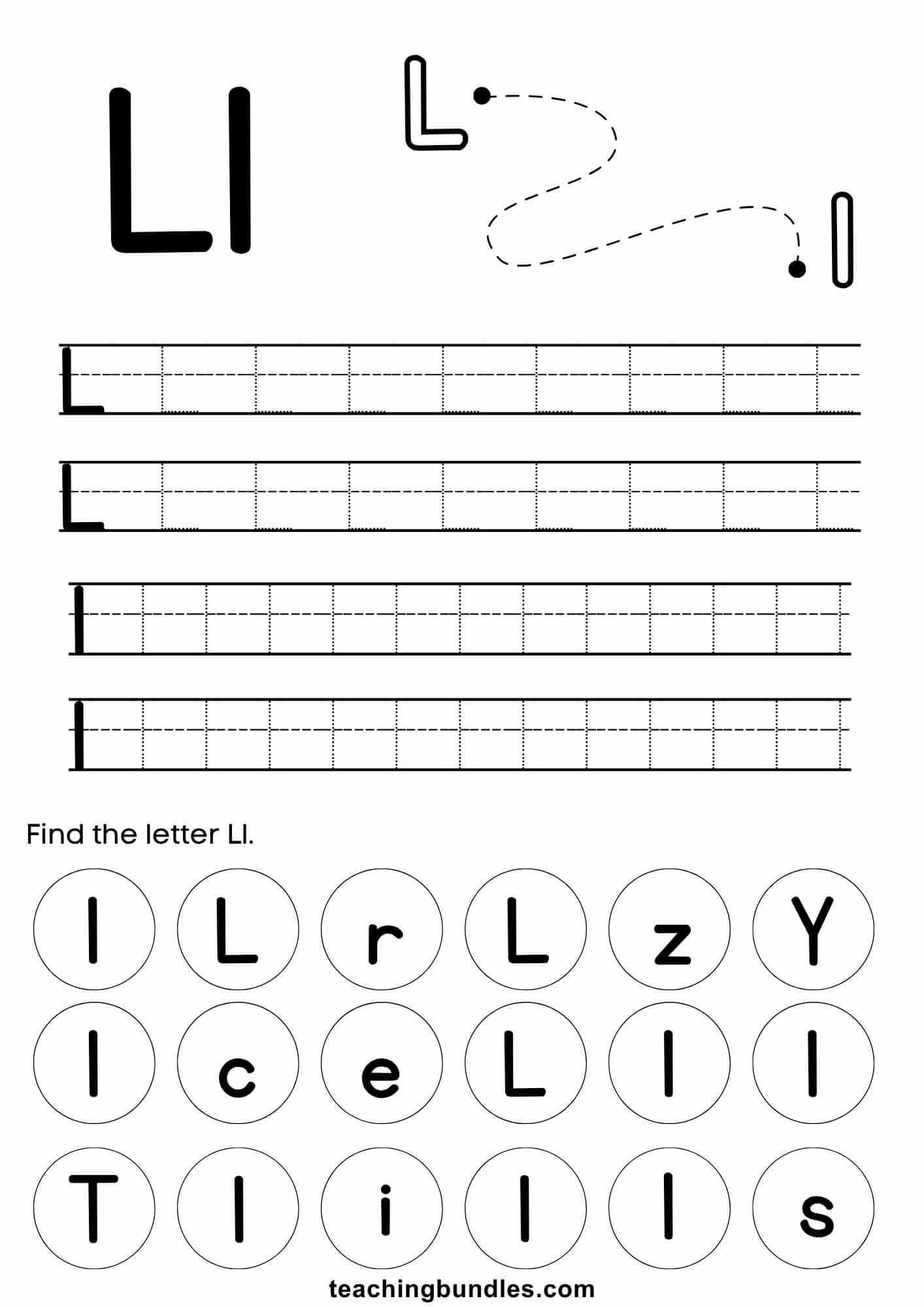 Letter L Tracing Worksheets - Teachingbundles