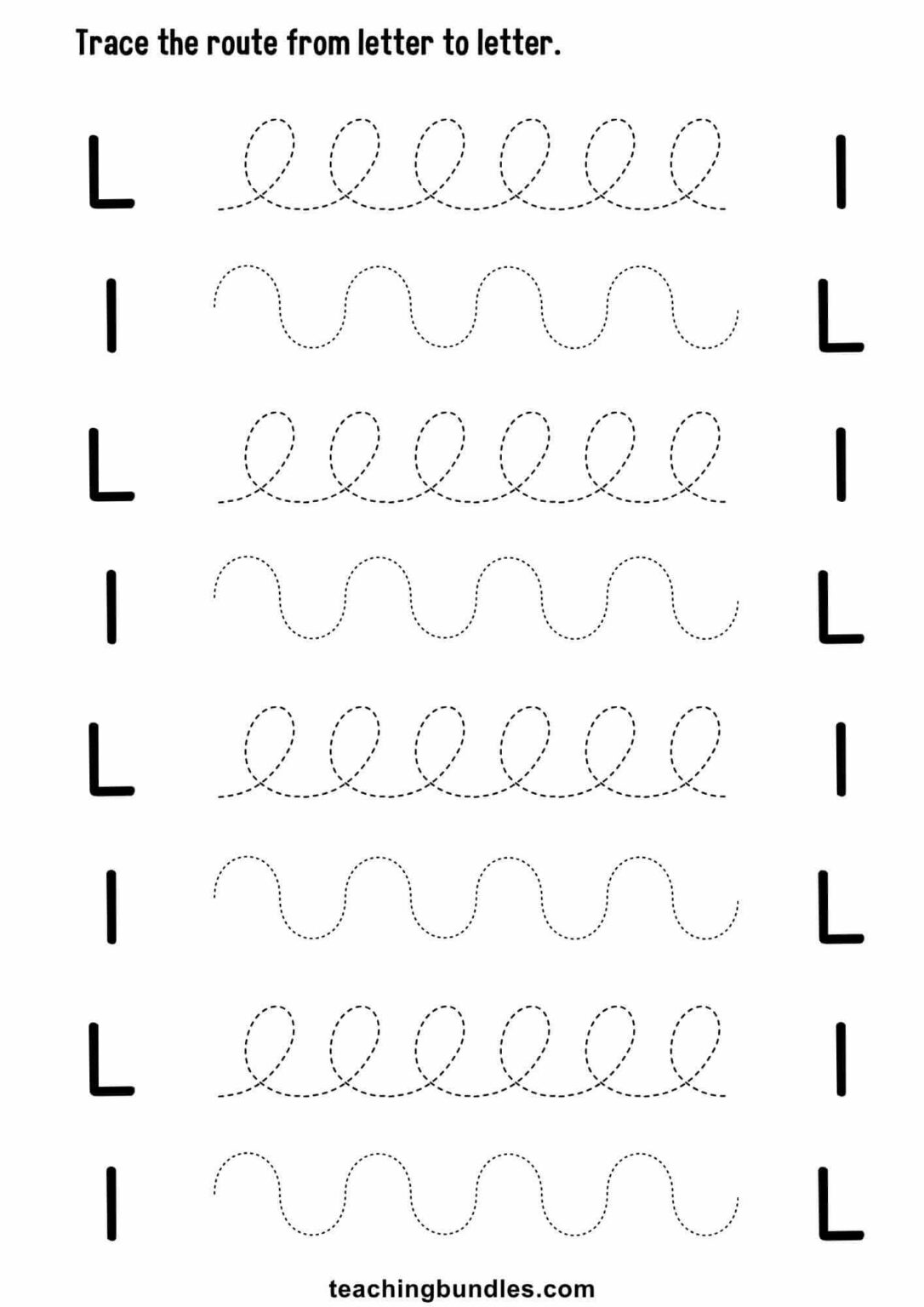 Letter L Tracing Worksheets - Teachingbundles