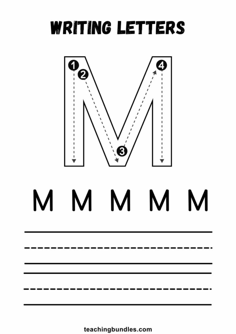 Letter M Tracing Worksheets - Teachingbundles