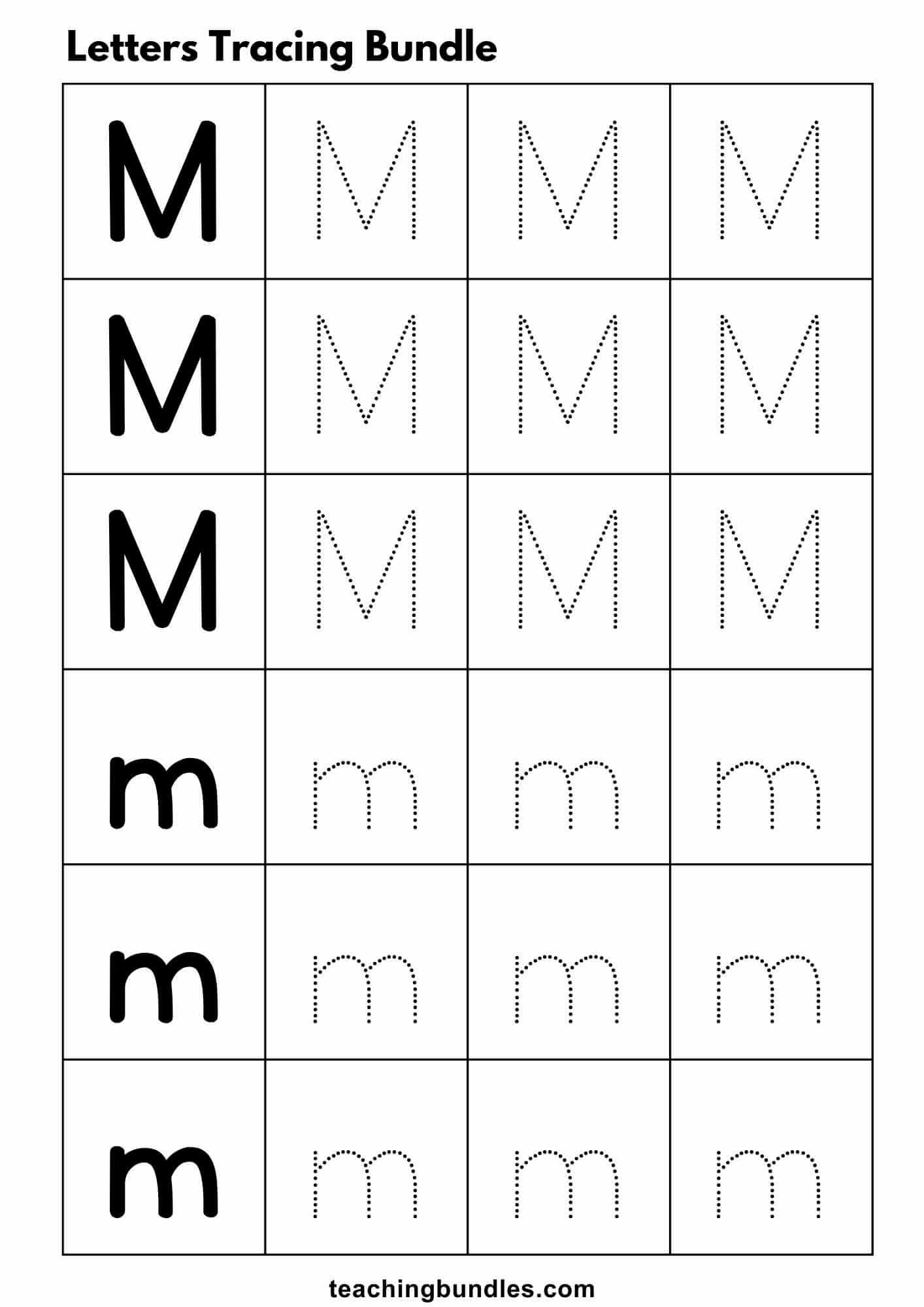 Letter M Tracing Worksheets - Teachingbundles