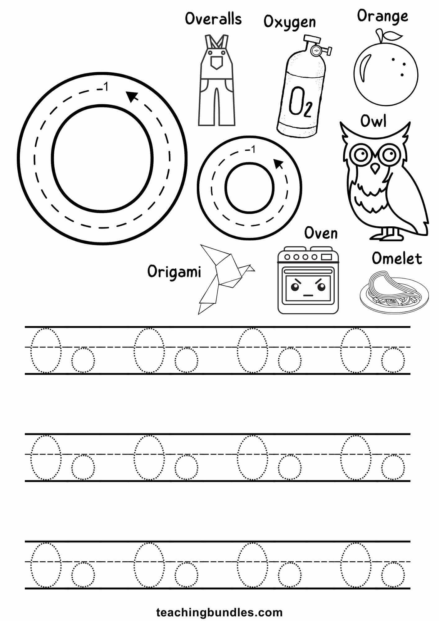Letter O Tracing Worksheets - Teachingbundles