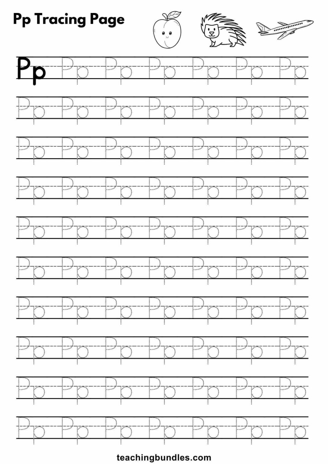 Letter P Tracing Worksheets - Teachingbundles