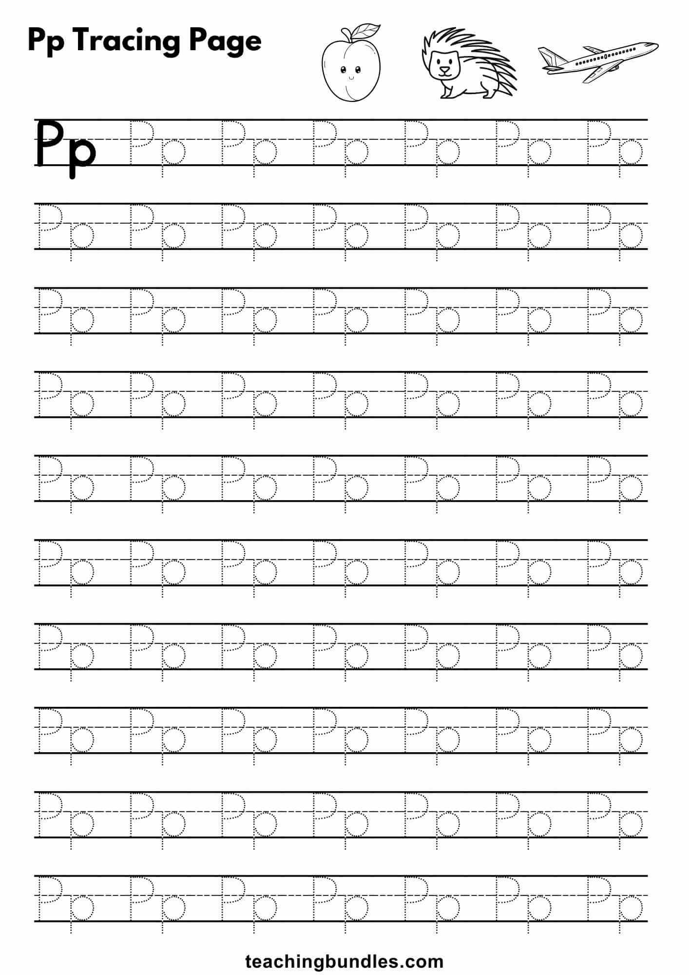 Letter P Tracing Worksheets - Teachingbundles