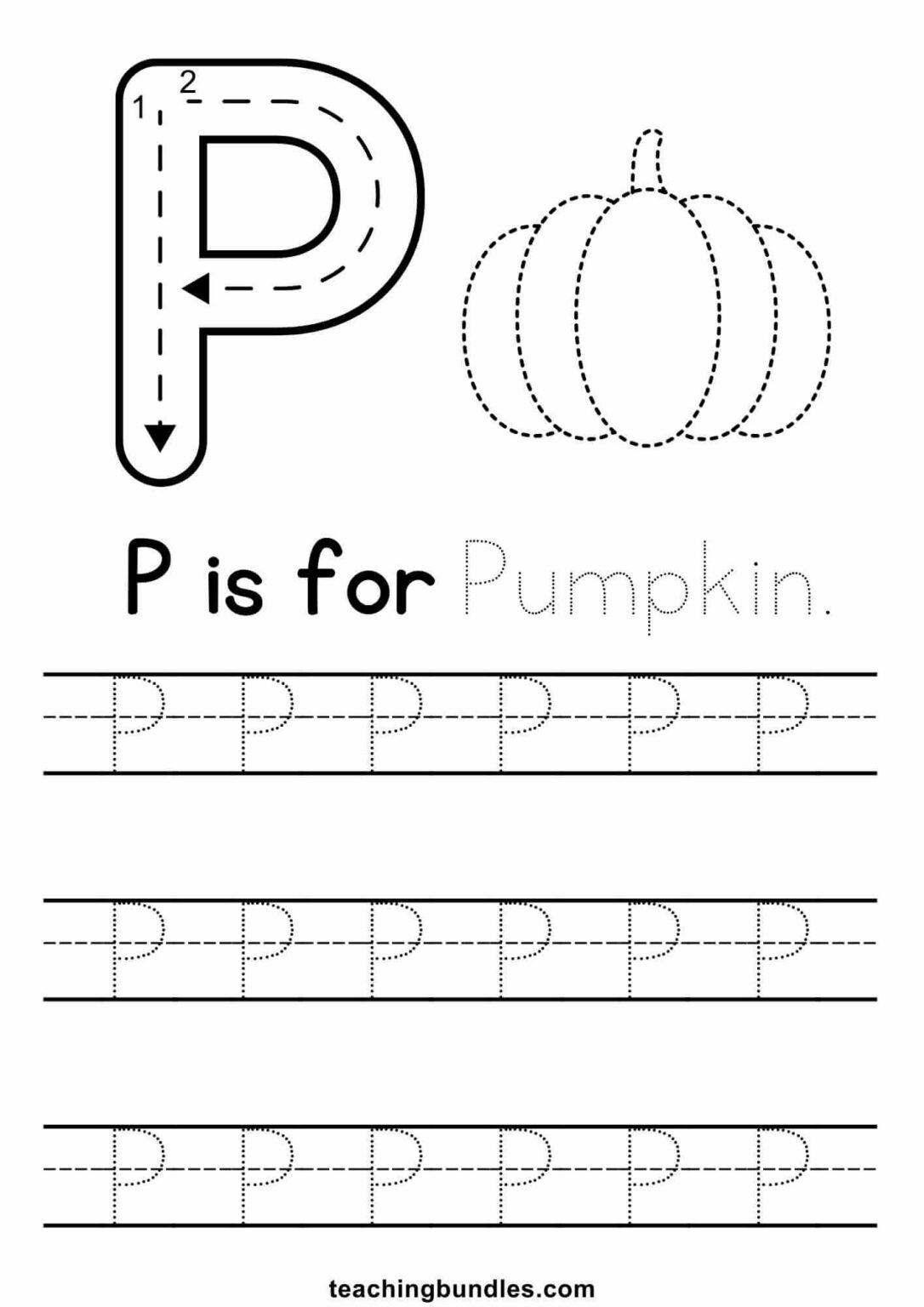 Letter P Tracing Worksheets - Teachingbundles