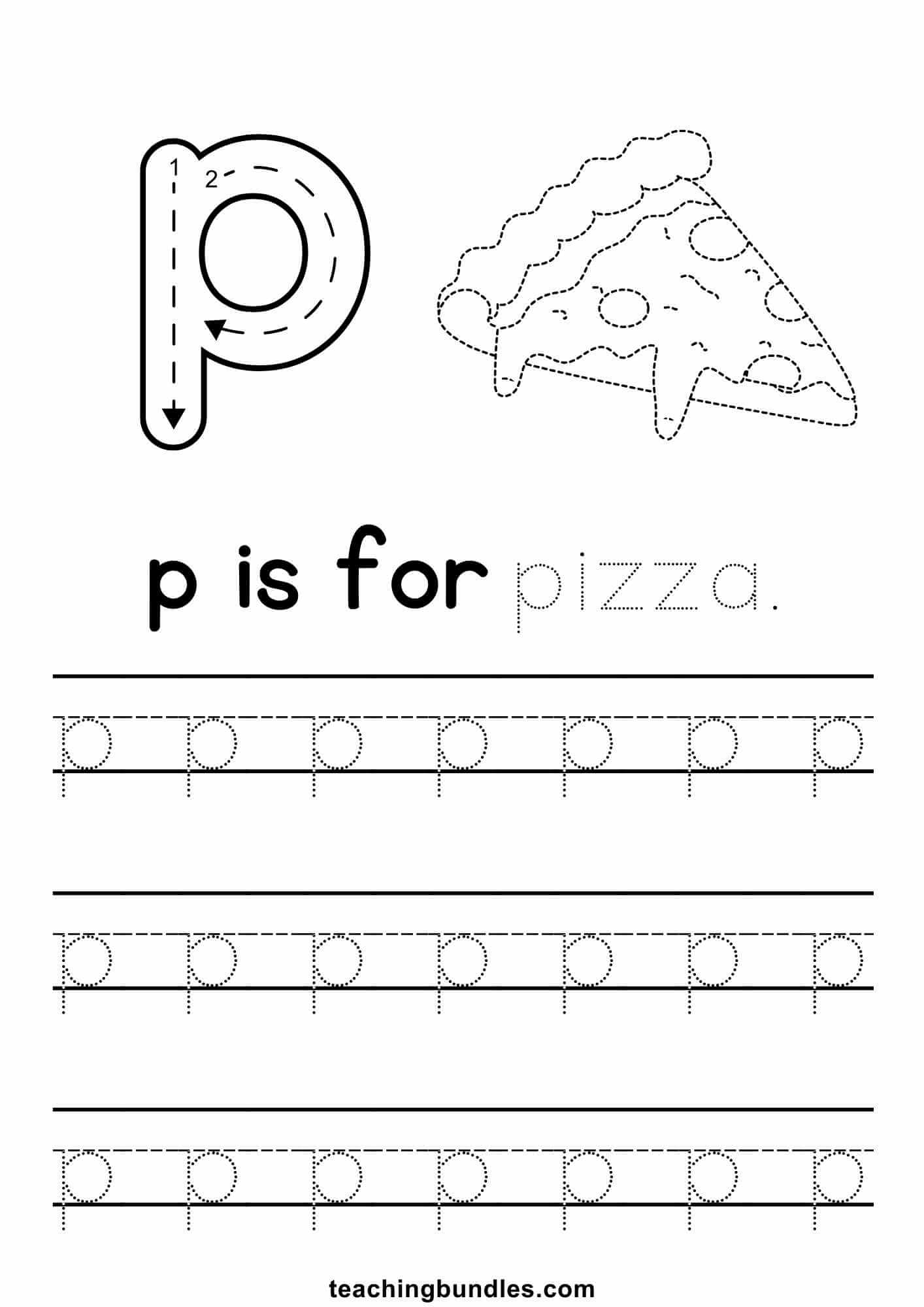 Letter P Tracing Worksheets - Teachingbundles