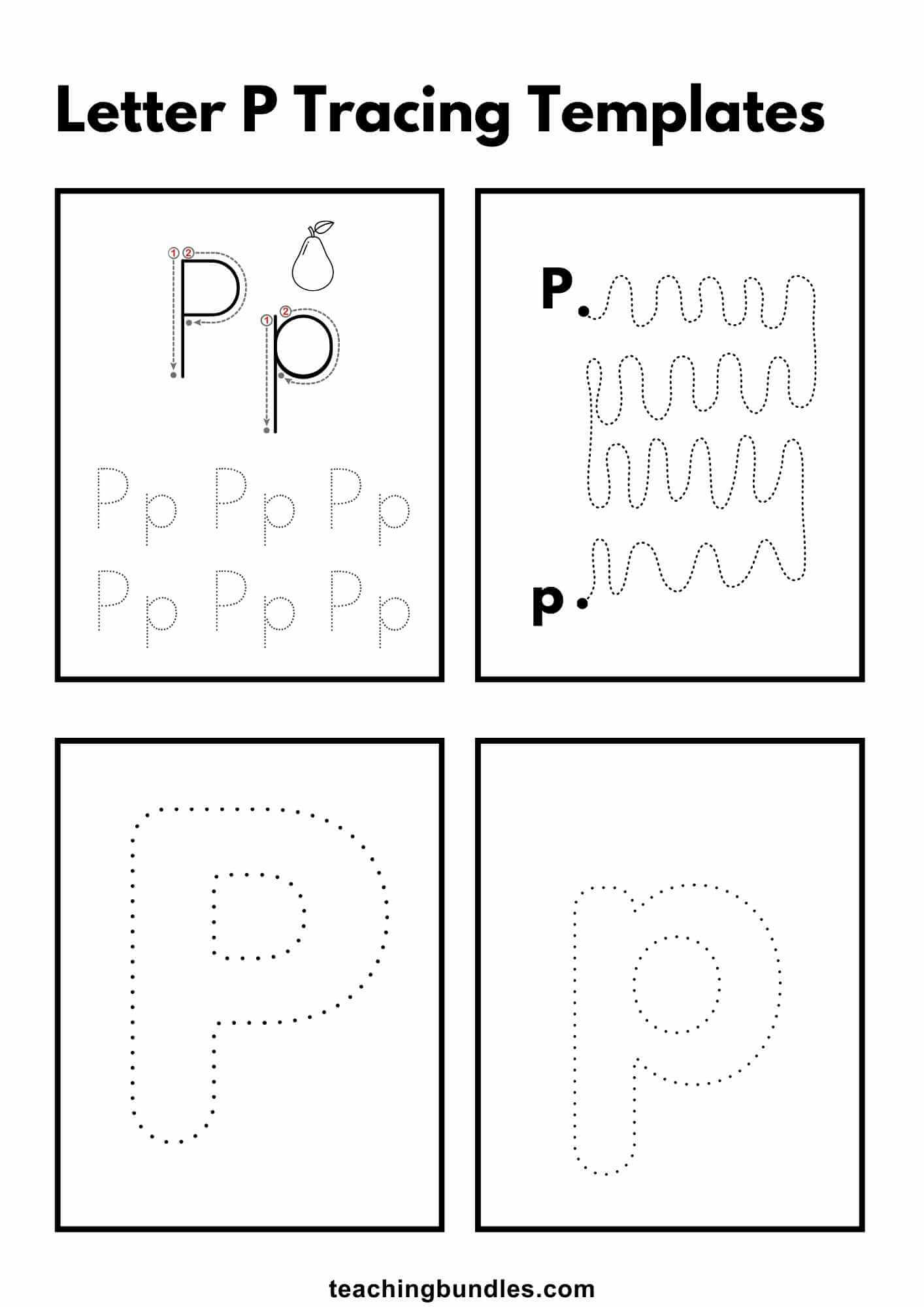Letter P Tracing Worksheets - Teachingbundles
