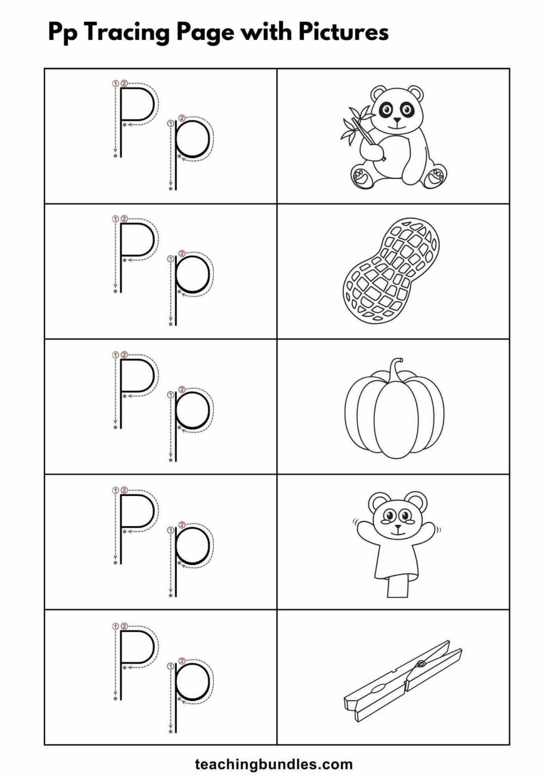 Letter P Tracing Worksheets - Teachingbundles