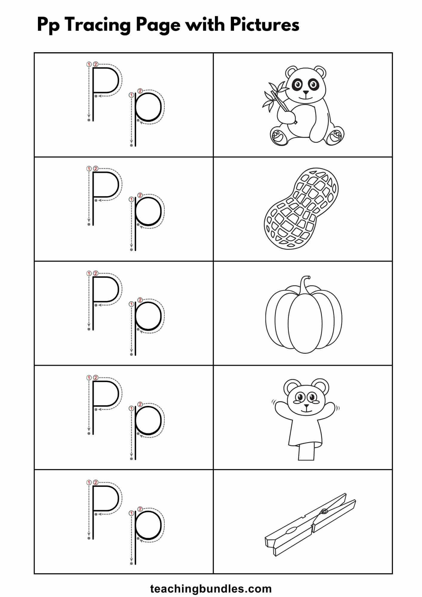 Letter P Tracing Worksheets - Teachingbundles