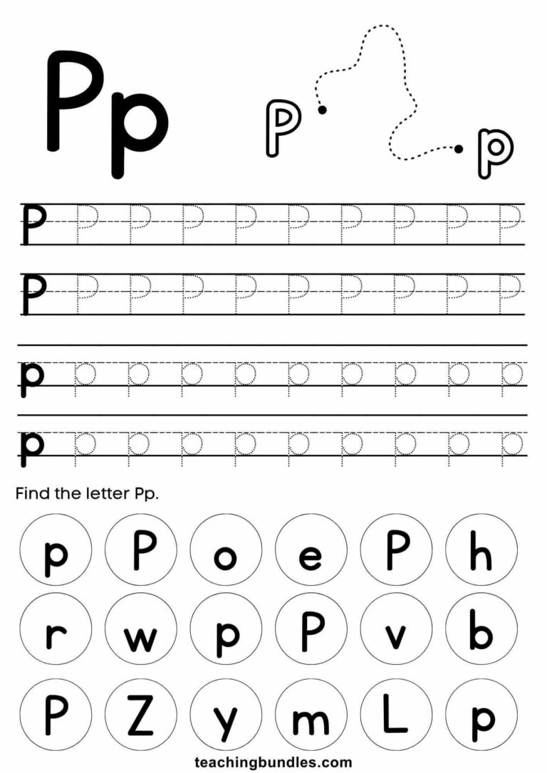 Letter P Tracing Worksheets - Teachingbundles