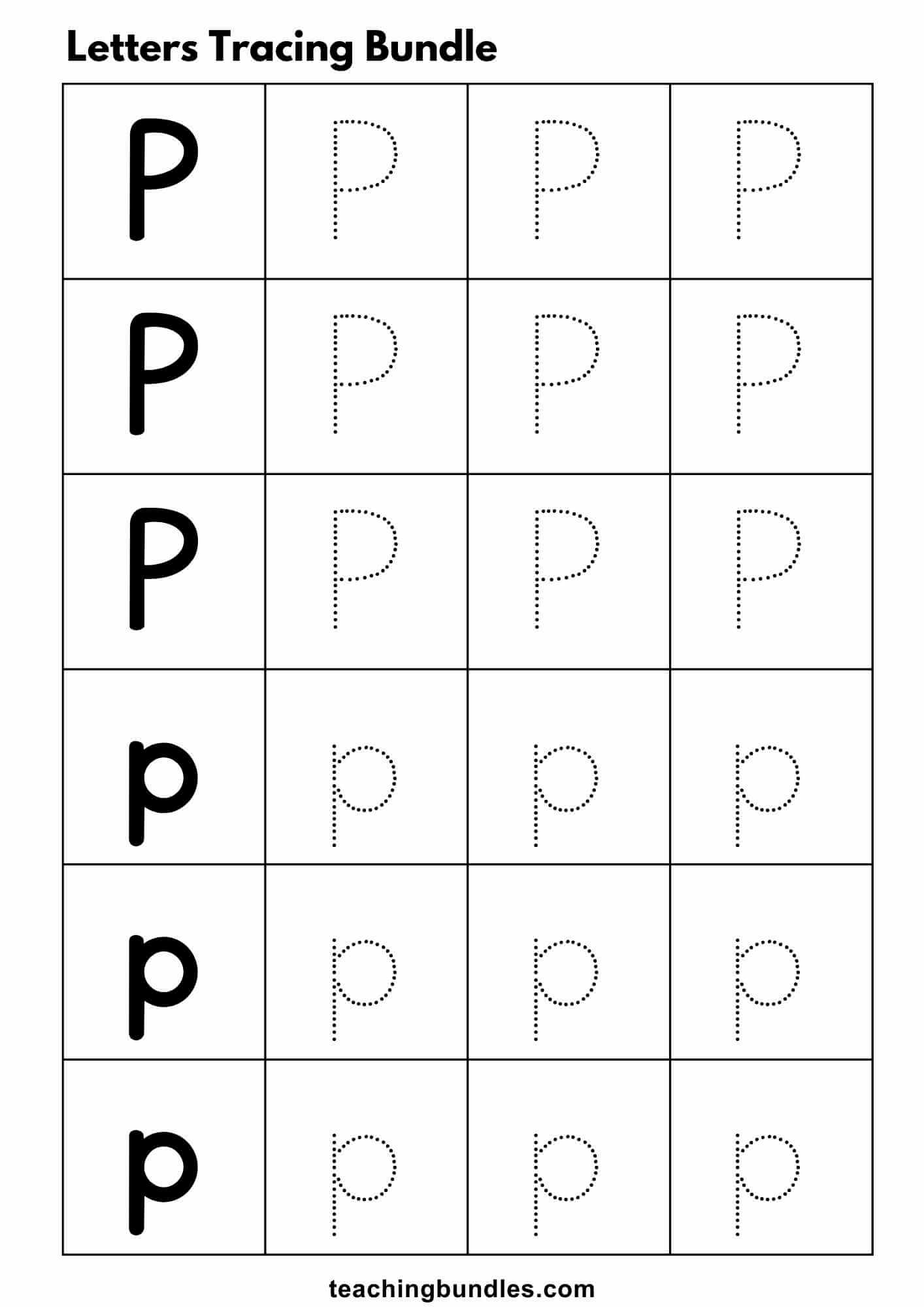 Letter P Tracing Worksheets - Teachingbundles