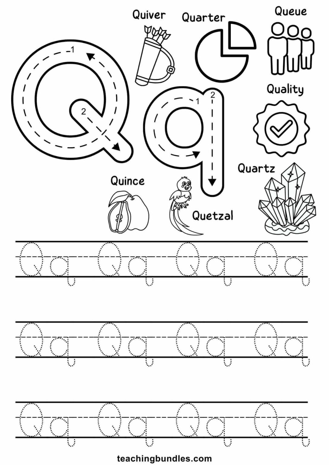 Letter Q Tracing Worksheets - Teachingbundles