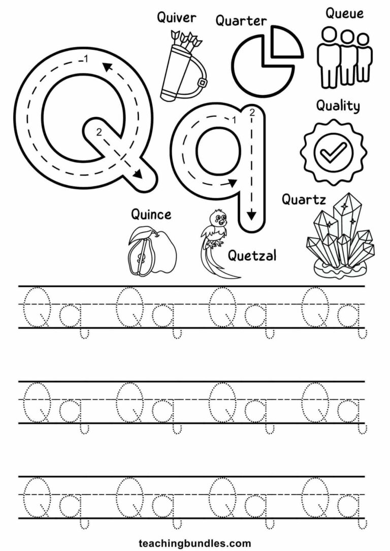 Letter Q Tracing Worksheets - Teachingbundles
