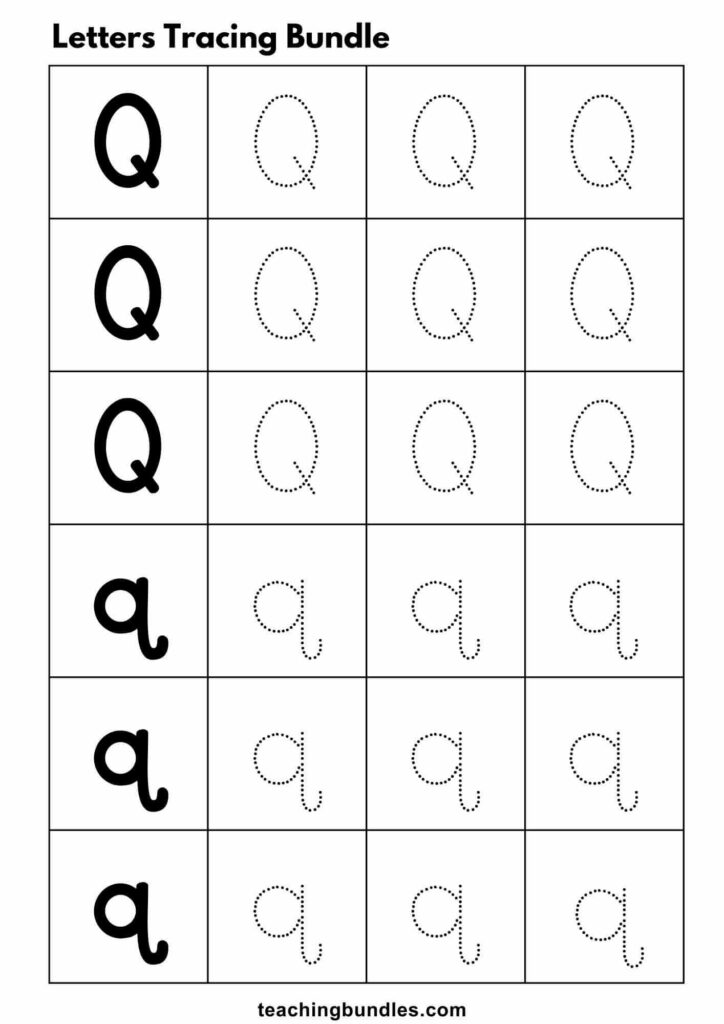 Letter Q Tracing Worksheets - Teachingbundles