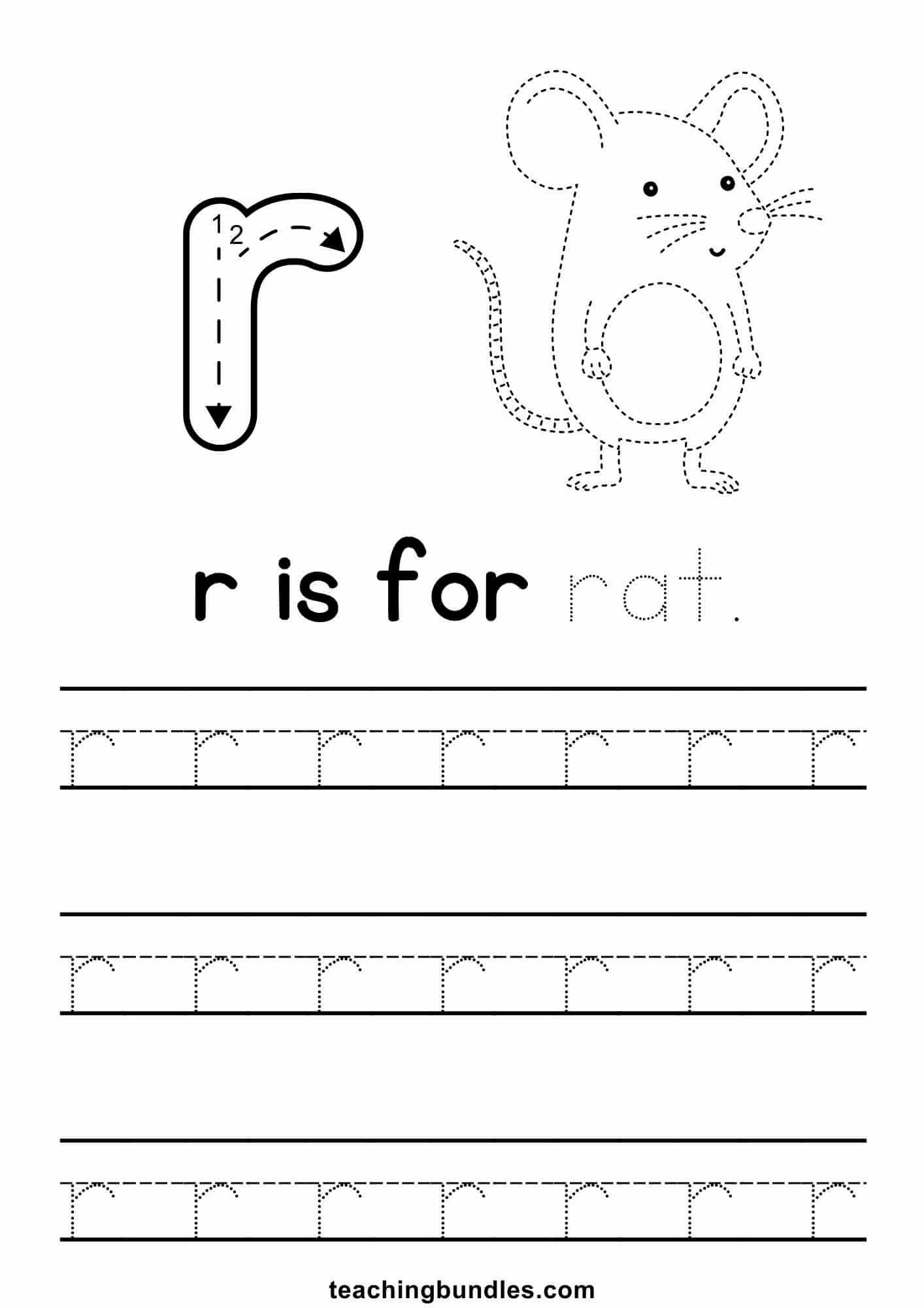 Letter R Tracing Worksheets - Teachingbundles