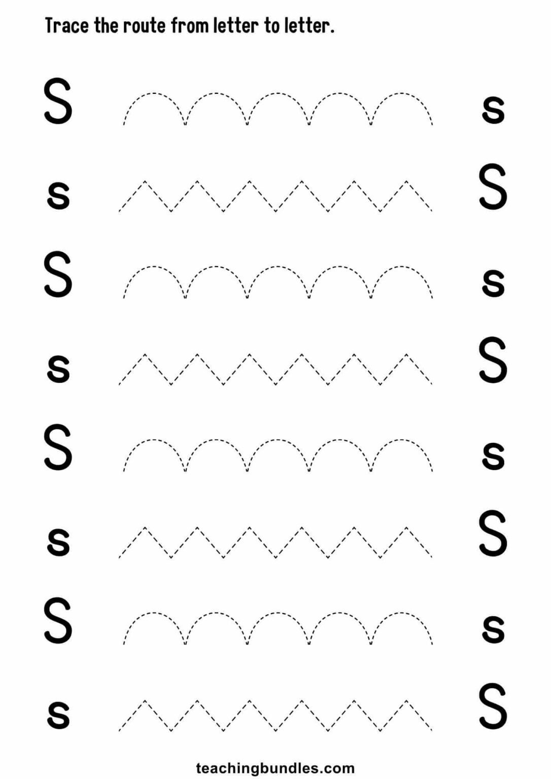 Letter S Tracing Worksheets - Teachingbundles
