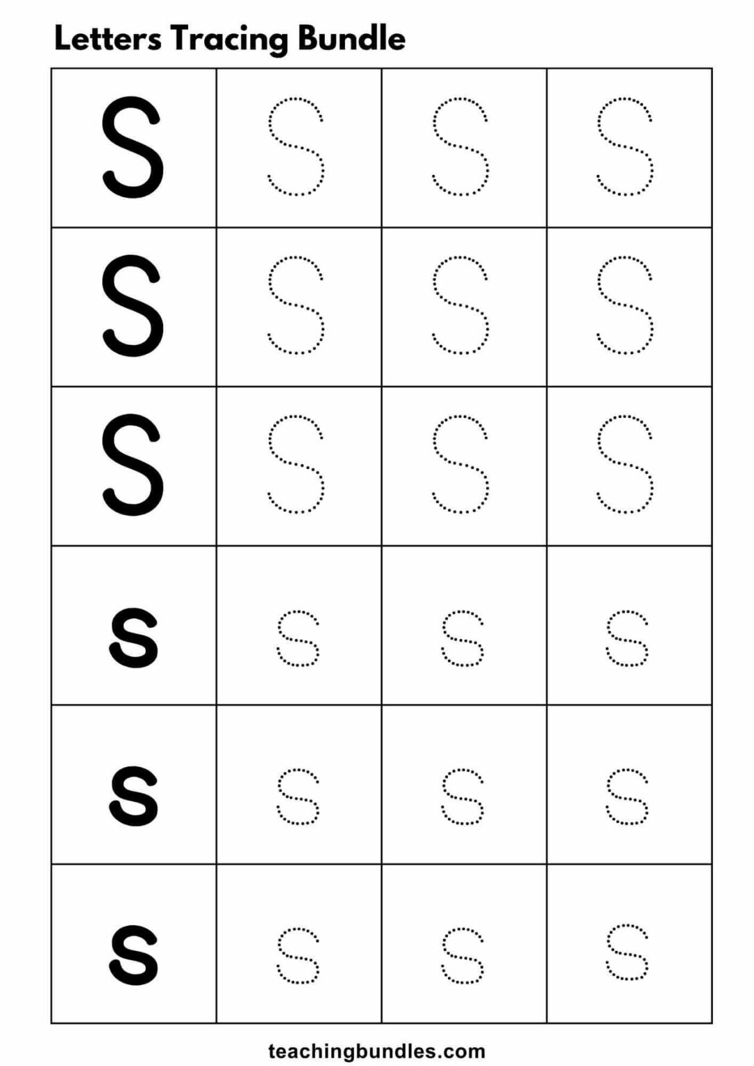 Letter S Tracing Worksheets - Teachingbundles