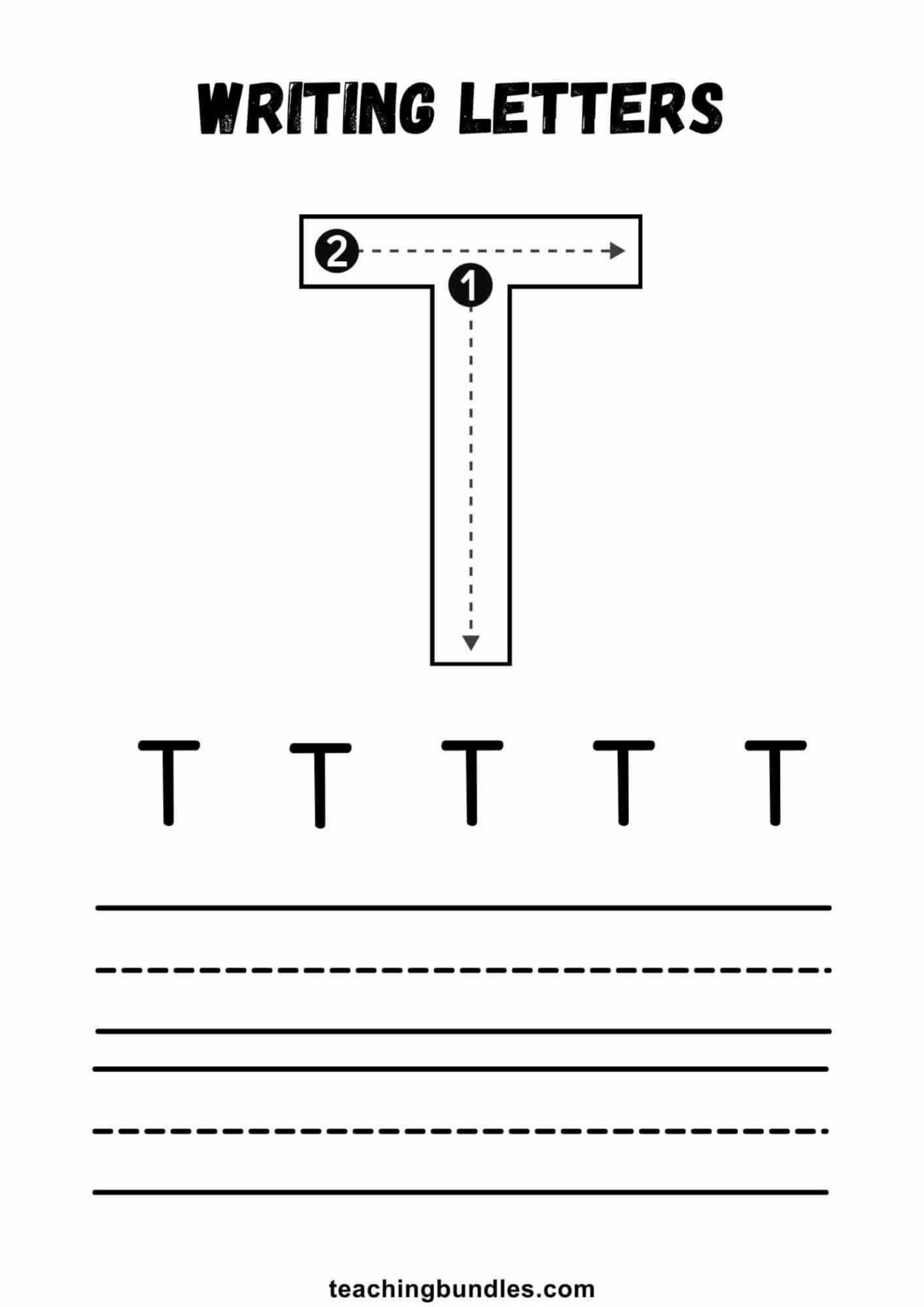 Letter T Tracing Worksheets - Teachingbundles