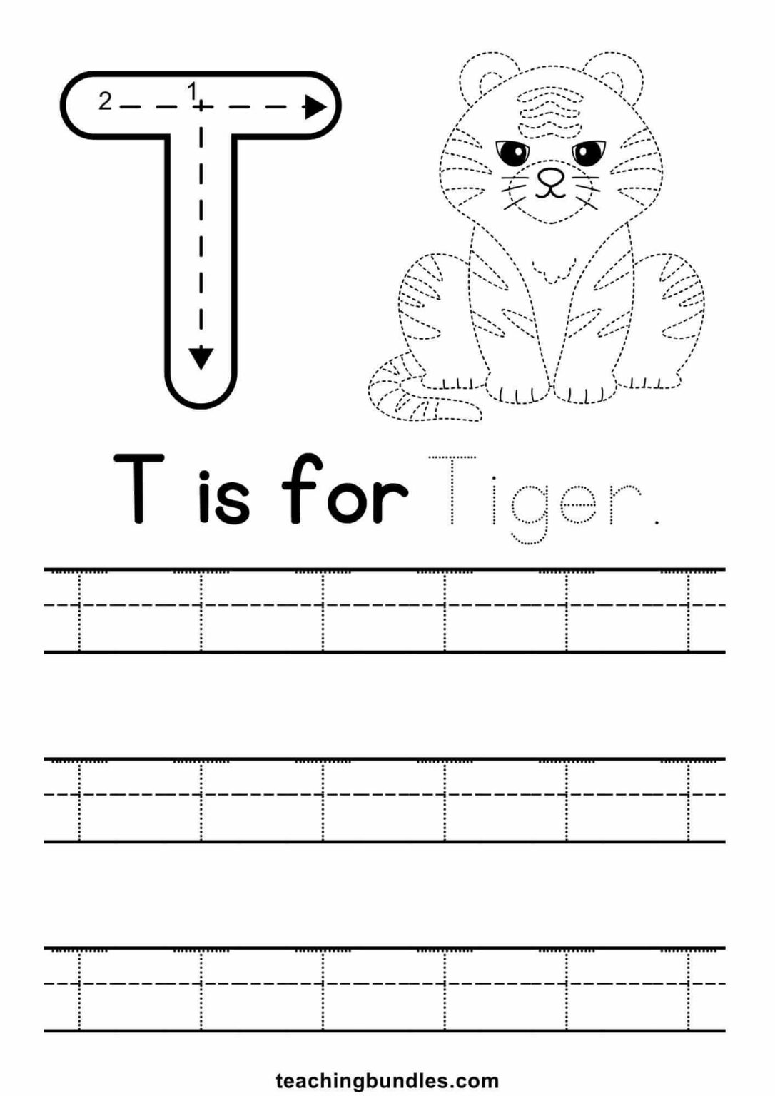 Letter T Tracing Worksheets - Teachingbundles