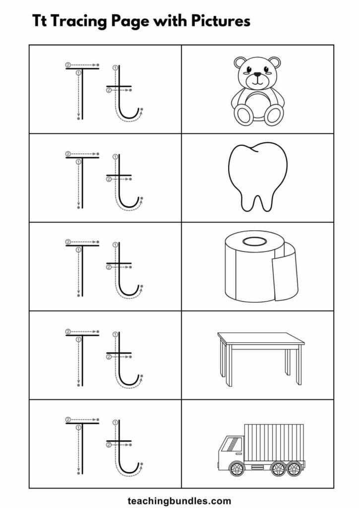Letter T Tracing Worksheets - Teachingbundles
