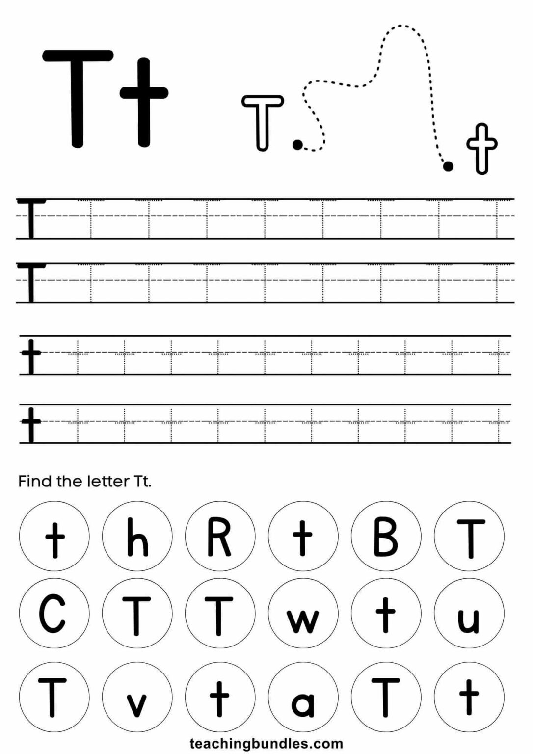 Letter T Tracing Worksheets - Teachingbundles