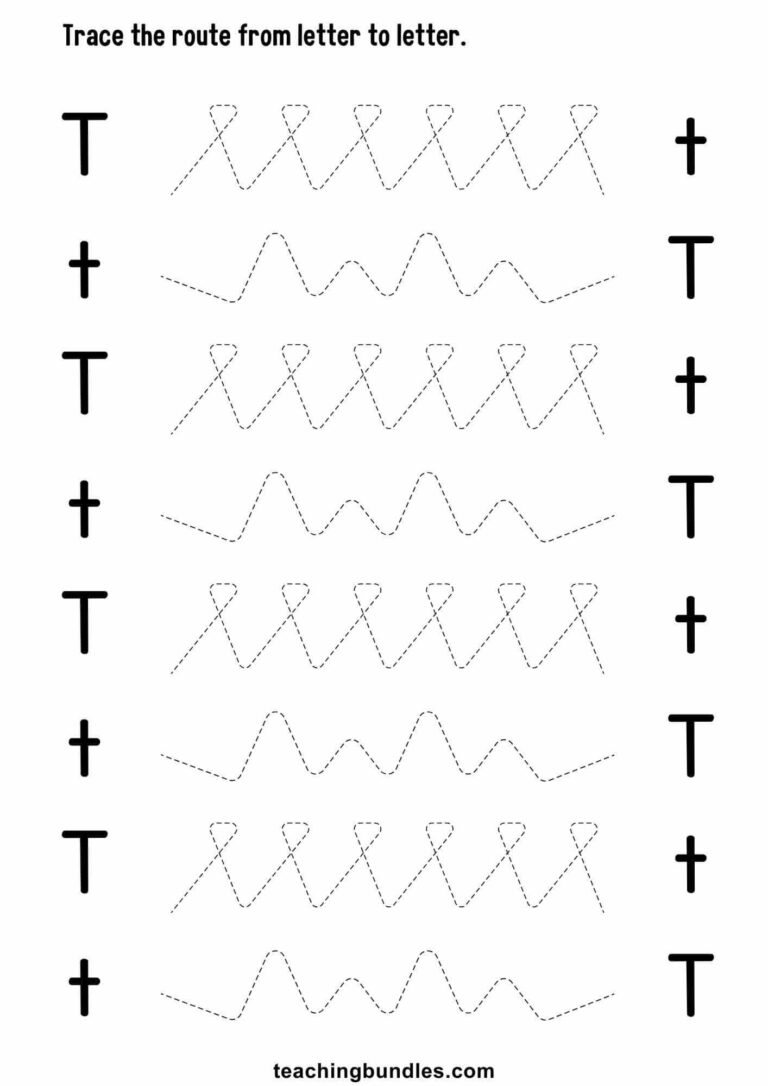 Letter T Tracing Worksheets - Teachingbundles