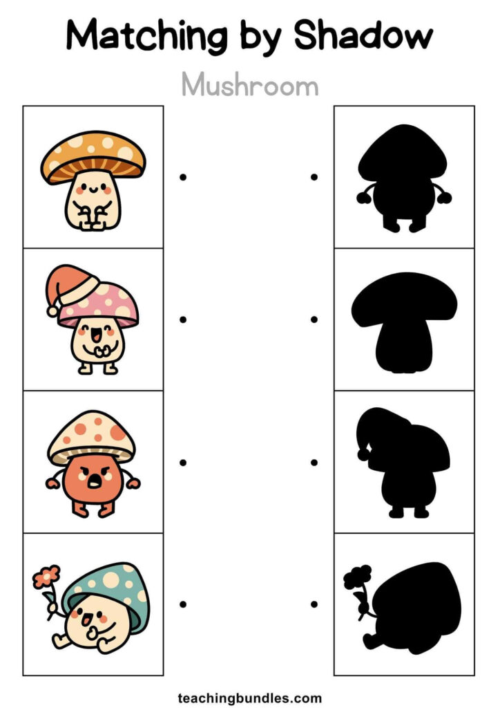 Fall Shadow Matching Worksheets - Teachingbundles