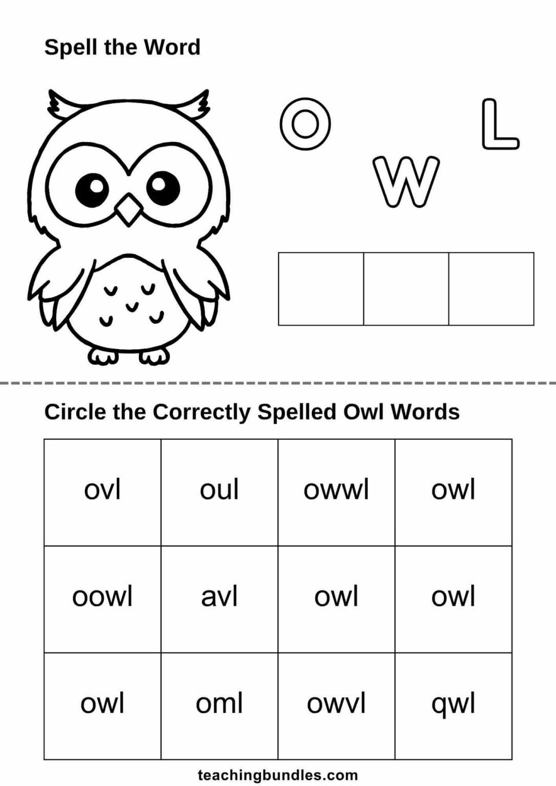 Owl Activity Pages - Teachingbundles