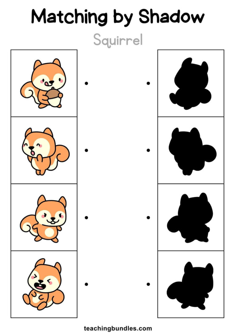 Fall Shadow Matching Worksheets - Teachingbundles