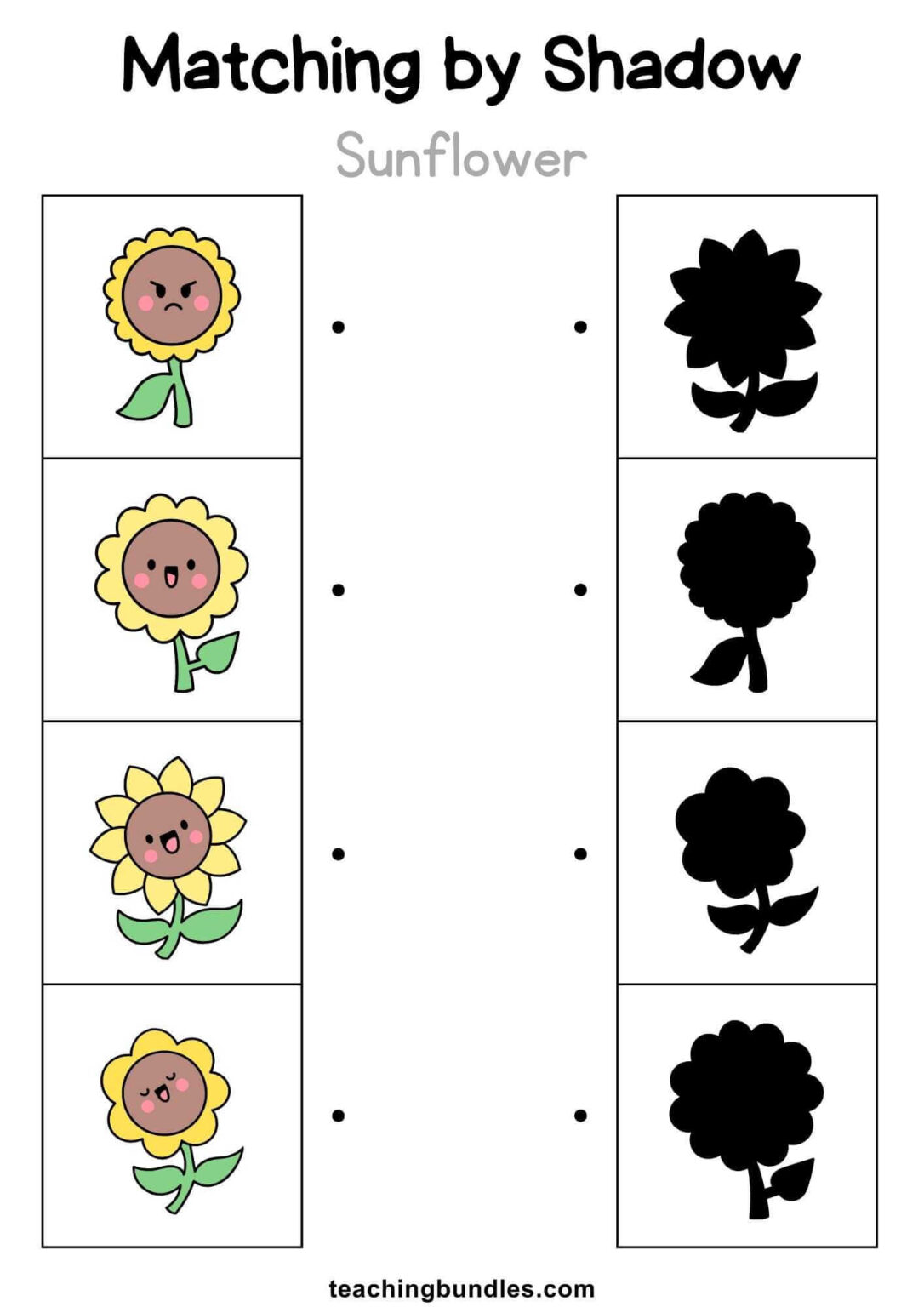 Fall Shadow Matching Worksheets - Teachingbundles