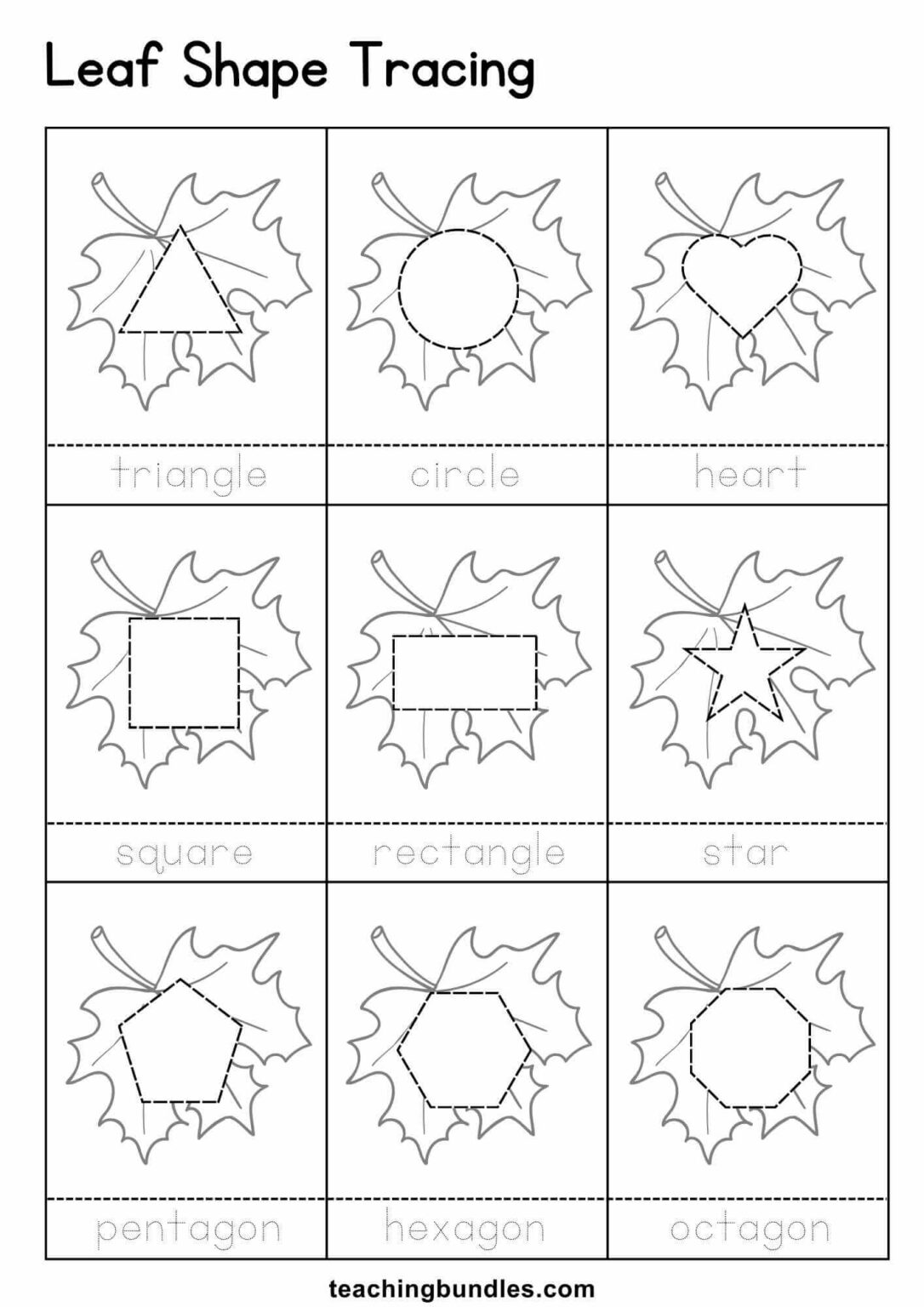 Free Leaf Tracing Worksheets - Teachingbundles