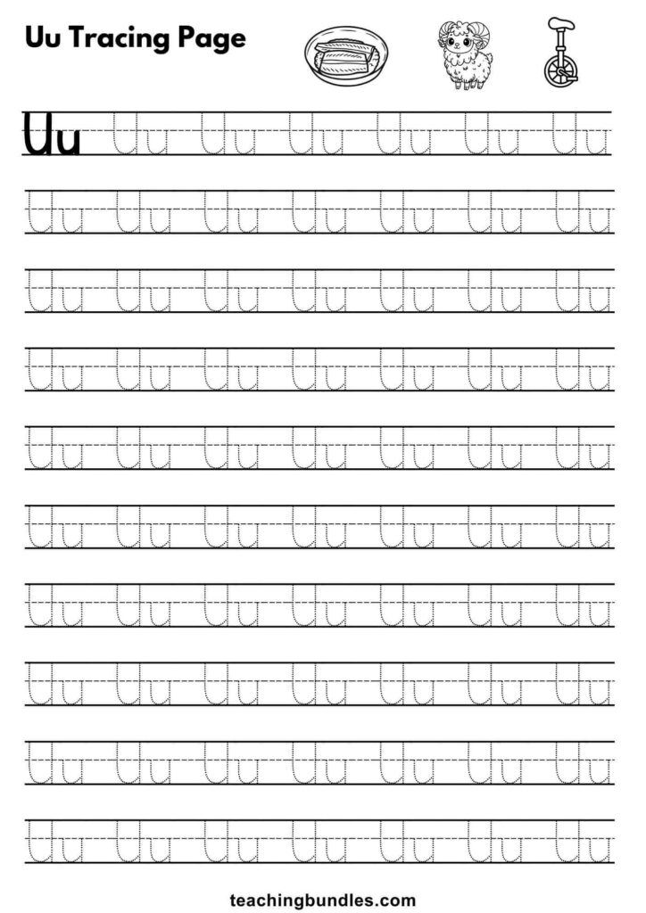 Letter U Tracing Worksheets - Teachingbundles
