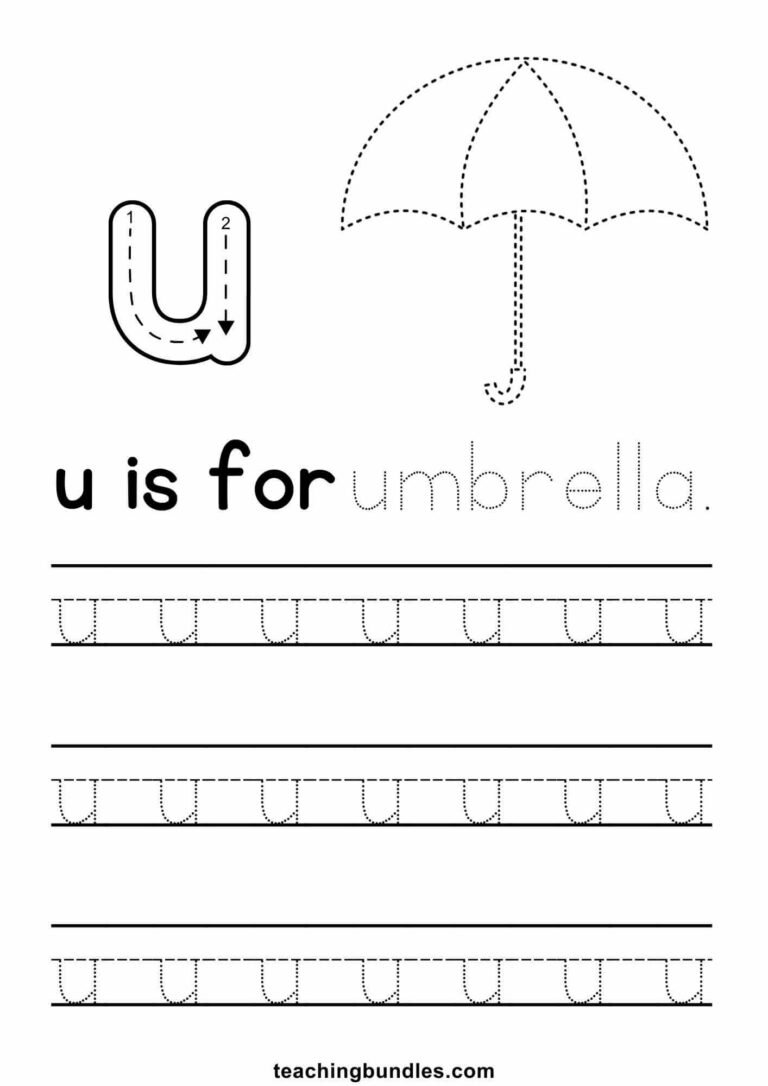 Letter U Tracing Worksheets - Teachingbundles