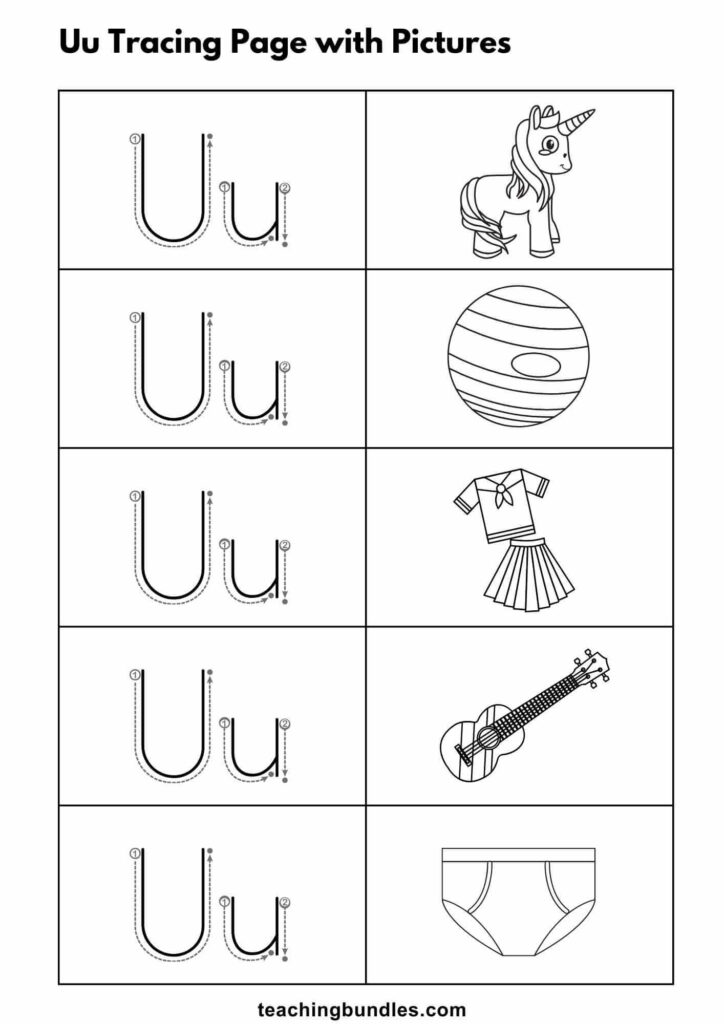 Letter U Tracing Worksheets - Teachingbundles