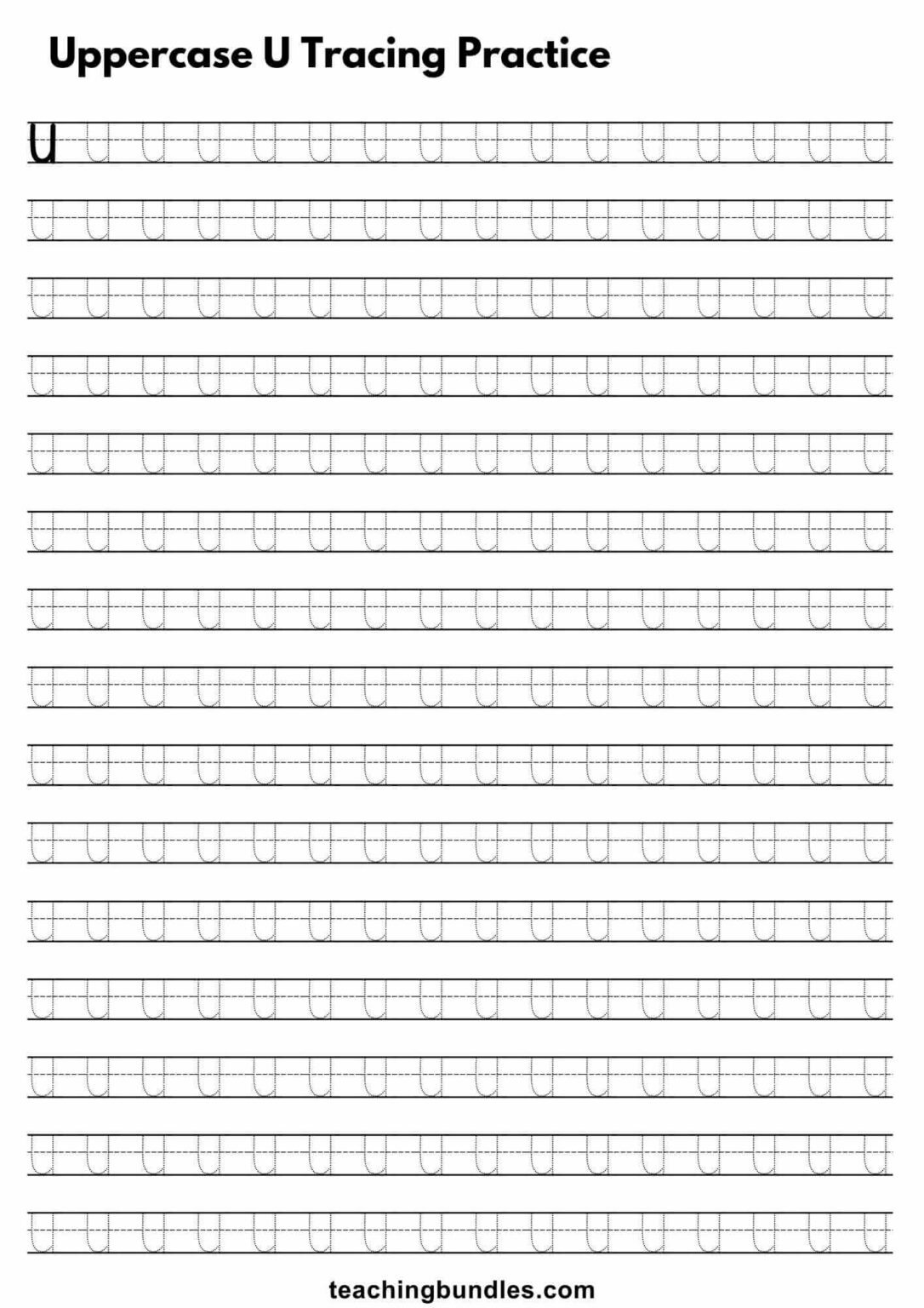 Letter U Tracing Worksheets - Teachingbundles
