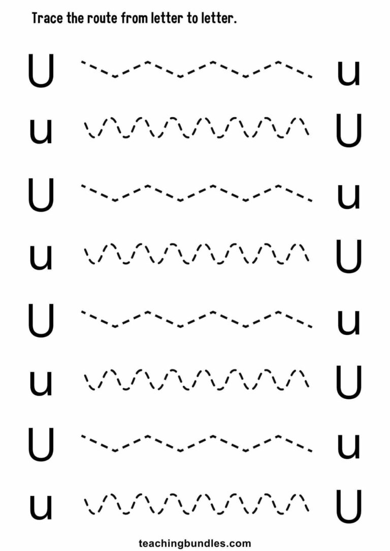Letter U Tracing Worksheets - Teachingbundles