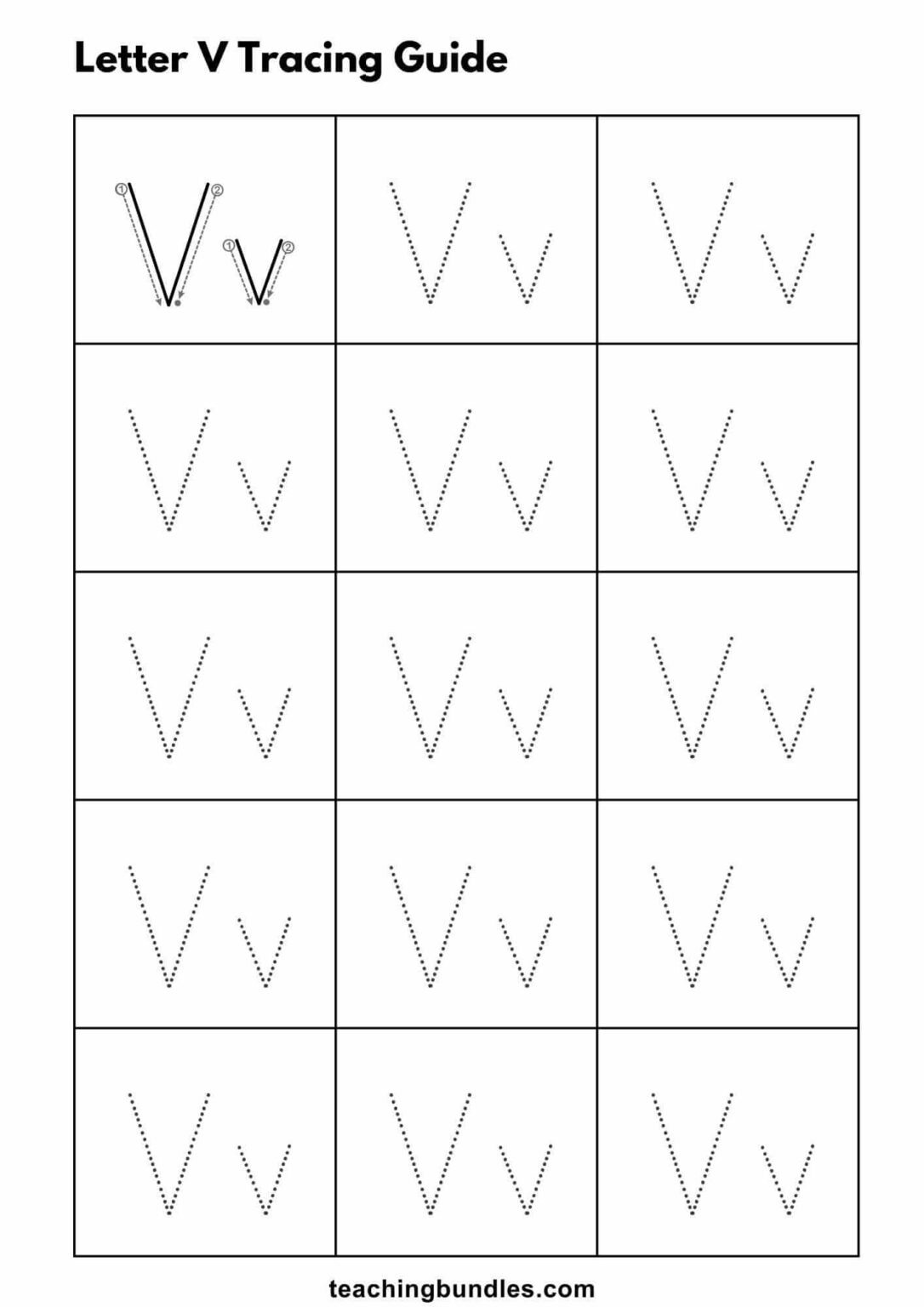 Letter V Tracing Worksheets - Teachingbundles