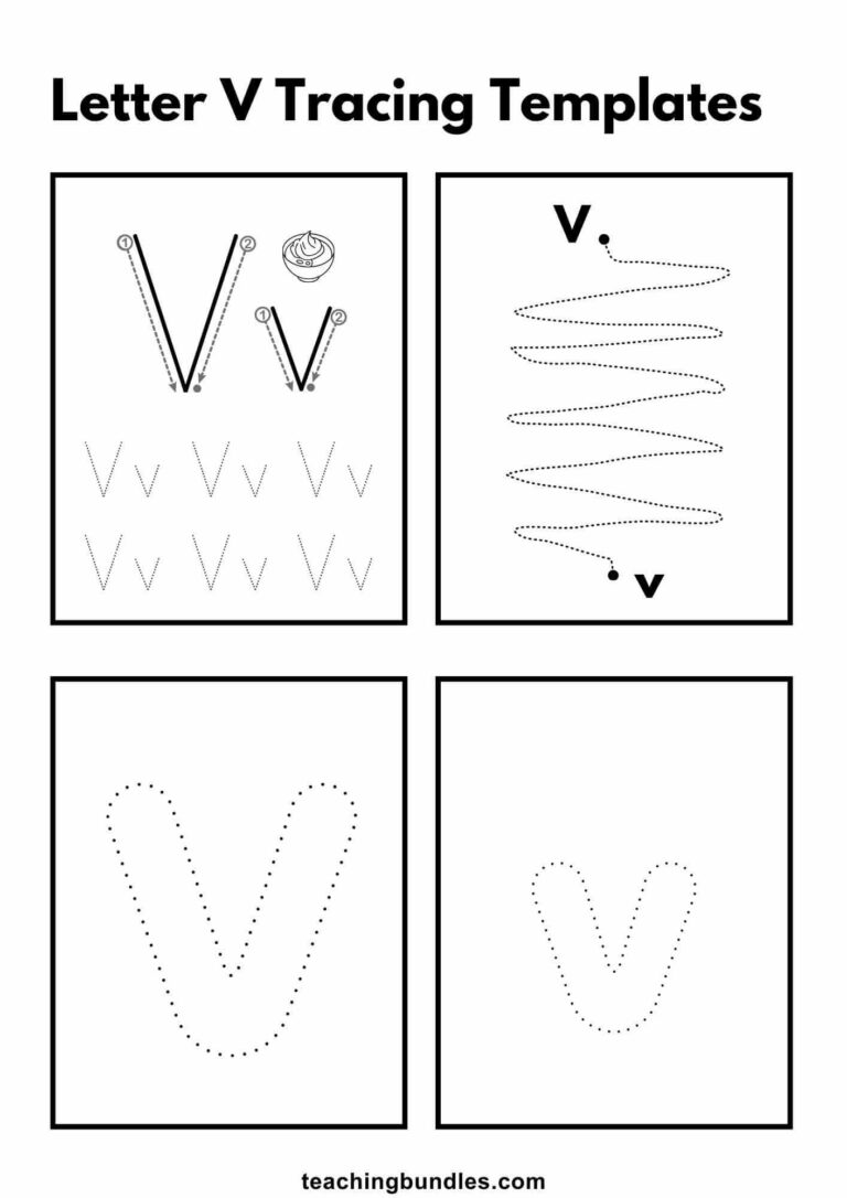 Letter V Tracing Worksheets - Teachingbundles