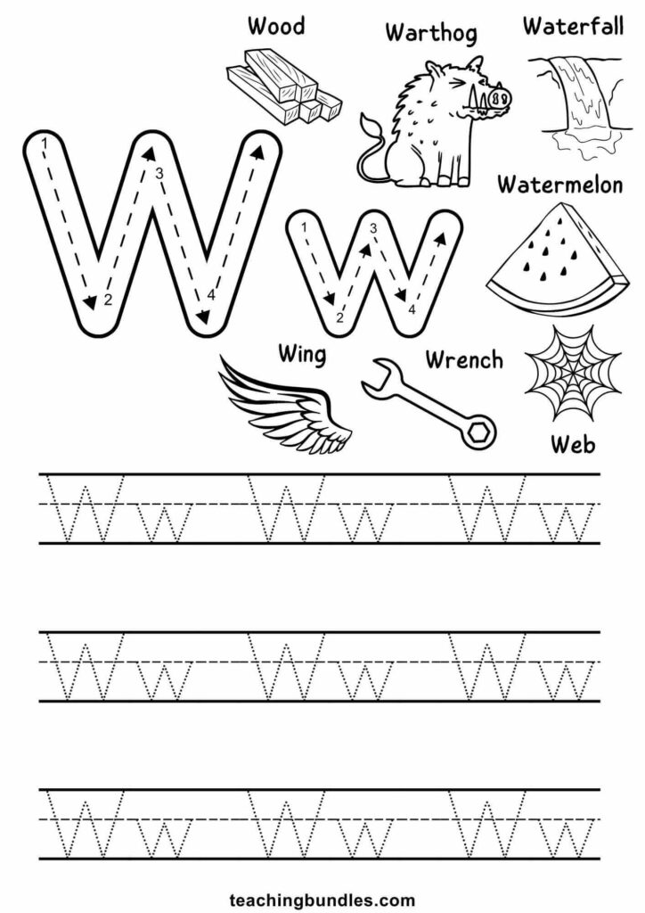 Letter W Tracing Worksheets - Teachingbundles