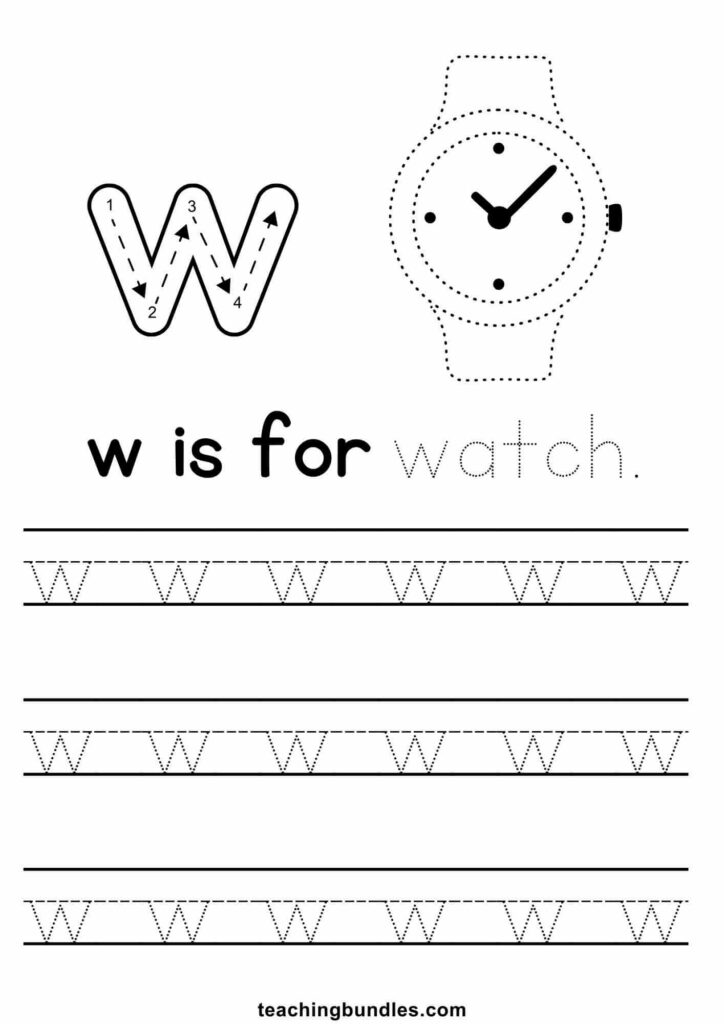 Letter W Tracing Worksheets - Teachingbundles