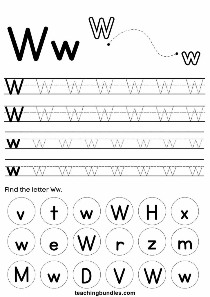 Letter W Tracing Worksheets - Teachingbundles
