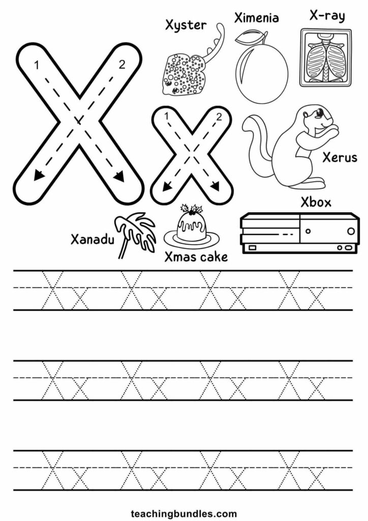 Letter X Tracing Worksheets - Teachingbundles