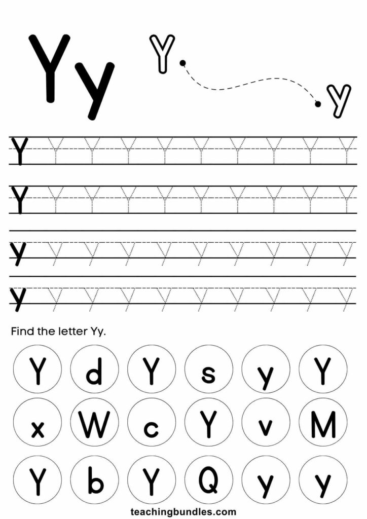 Letter Y Tracing Worksheets - Teachingbundles
