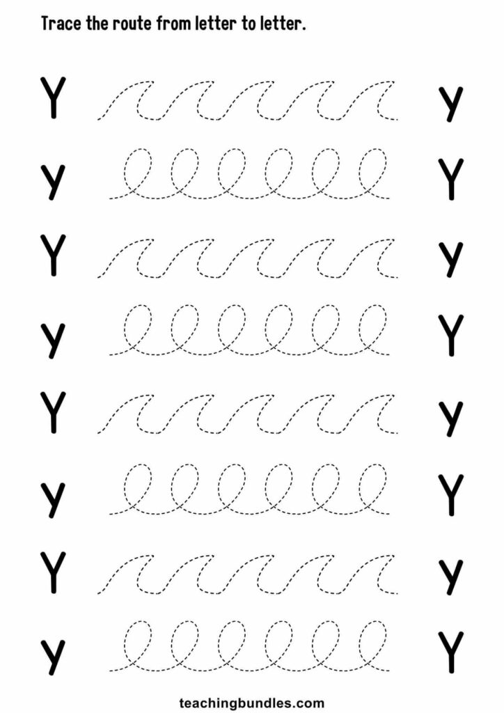 Letter Y Tracing Worksheets - Teachingbundles